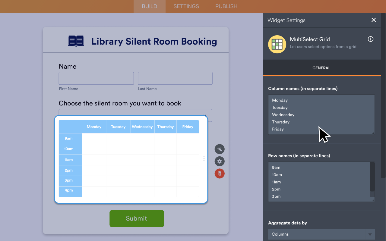 MultiSelect Grid - Form Widgets | Jotform