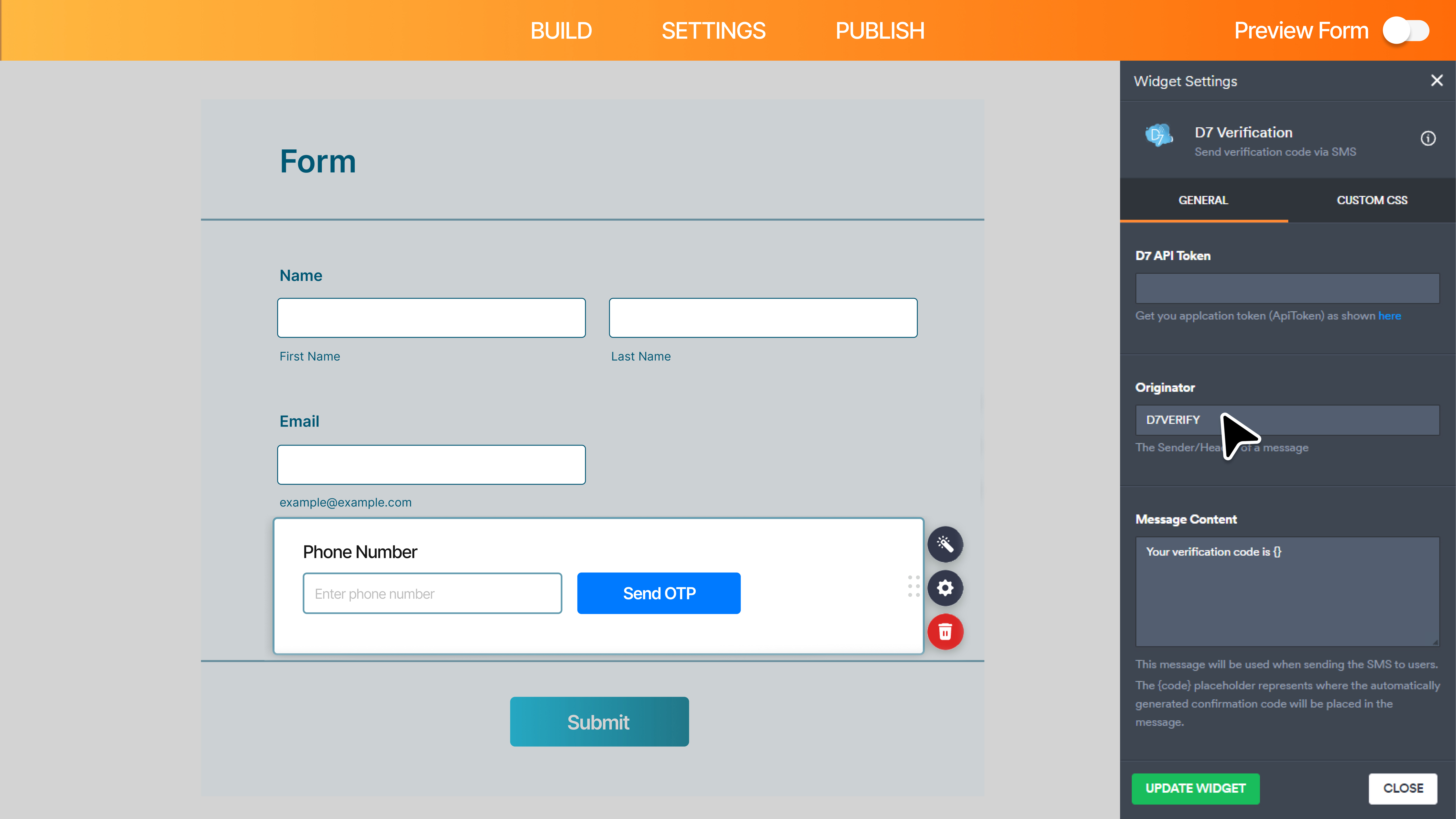D7 Verification - Form Widgets | Jotform
