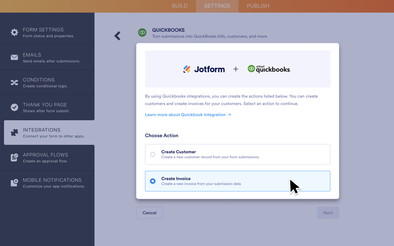 Jotform QuickBooks Integration | Log in and integrate QuickBooks with Jotform