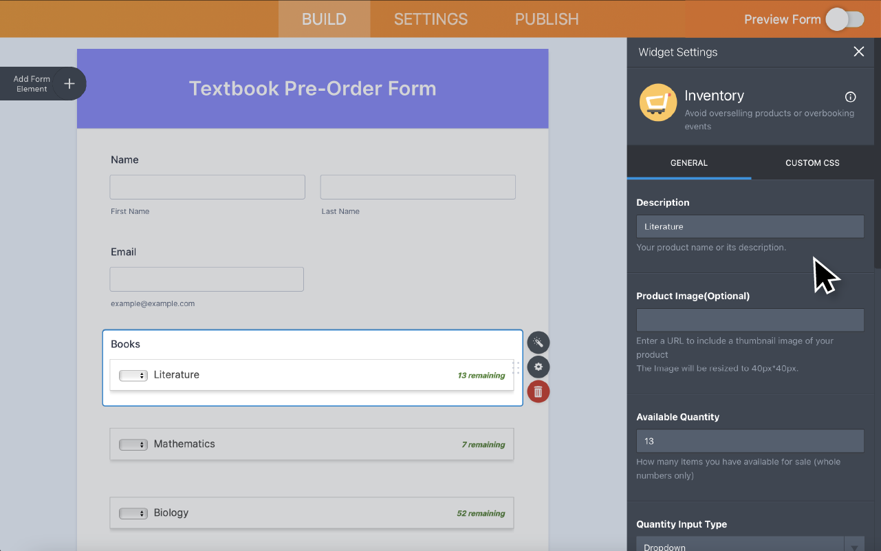 Inventory - Form Widgets | Jotform