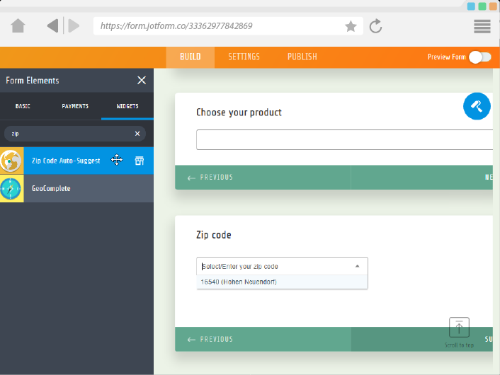 Zip Code Auto-Suggest - Form Widgets | Jotform