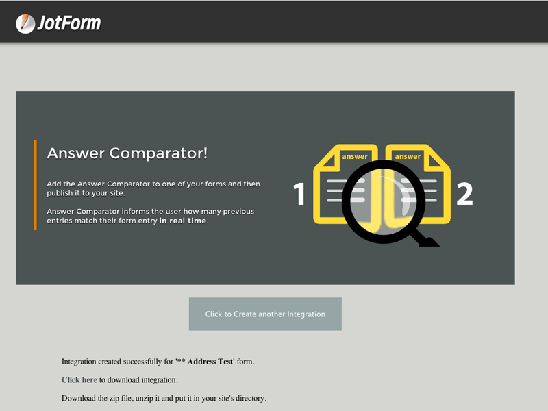 Jotform Answer Comparator Integration | Data Management Integrations