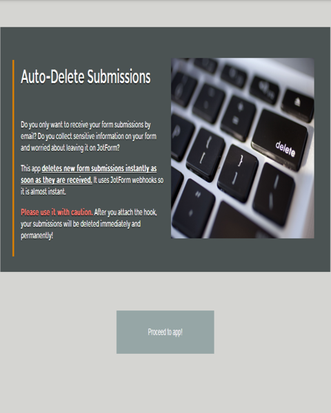 Jotform Auto Delete Submissions Integration | Data Management Integrations