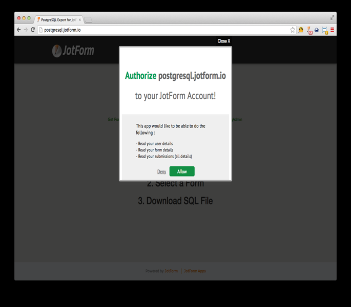 Jotform PostgreSQL Export Integration | Data Management Integrations