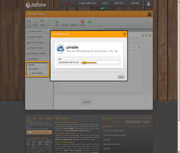 jsFiddle - Form Widgets | Jotform