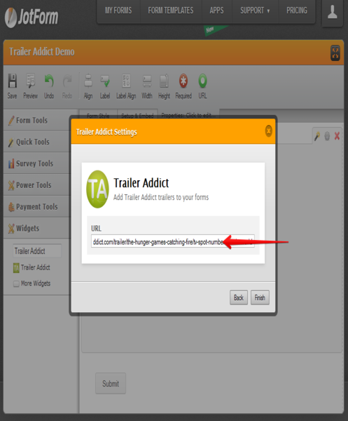 Trailer Addict - 양식 위젯 | Jform
