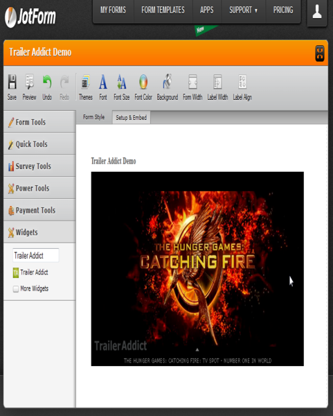 Trailer Addict - 양식 위젯 | Jform