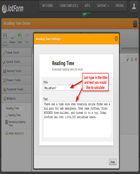 Reading Time - Form Widgets | Jotform
