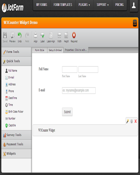 Jotform W3Counter Integration | Analytics & Reporting Integrations