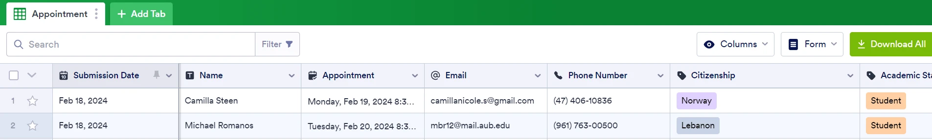 how to add the added row to submission inbox?