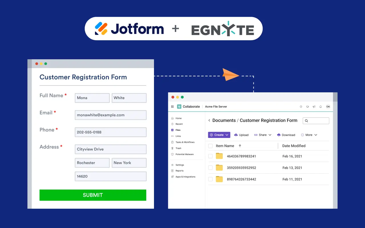 Jotform Egnyte Integration | Data Management Integrations