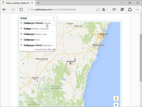 Land finden - Formular-Widgets | Jotform