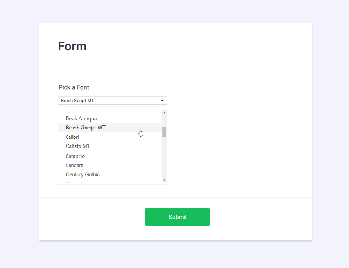 글꼴 선택기 - 양식 위젯 | Jform