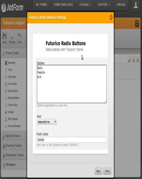 Futurico Radio Buttons - Form Widgets | Jotform