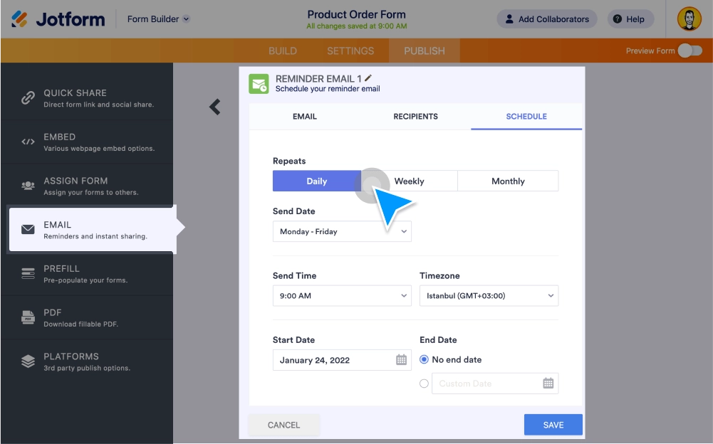 Send Reminder Emails for your Forms | Jotform
