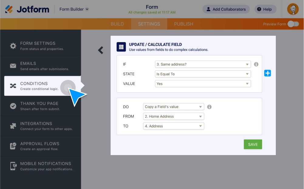 Replicar preguntas y respuestas: Auto-completar los campos en función de las respuestas | Jotform