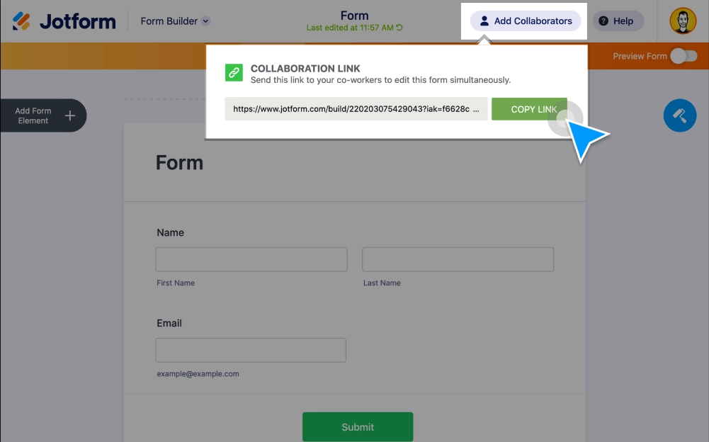 Add Collaborators to your Form | Jform