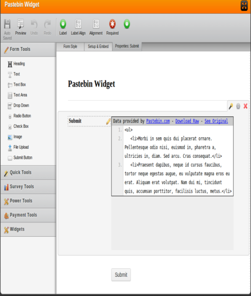 Pastebin - Form Widgets | Jotform
