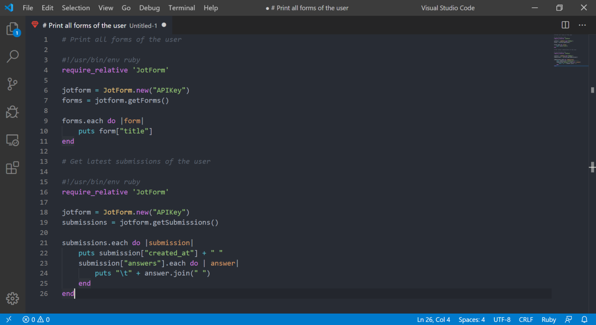 Jotform Ruby Wrapper Integration | Data Management Integrations