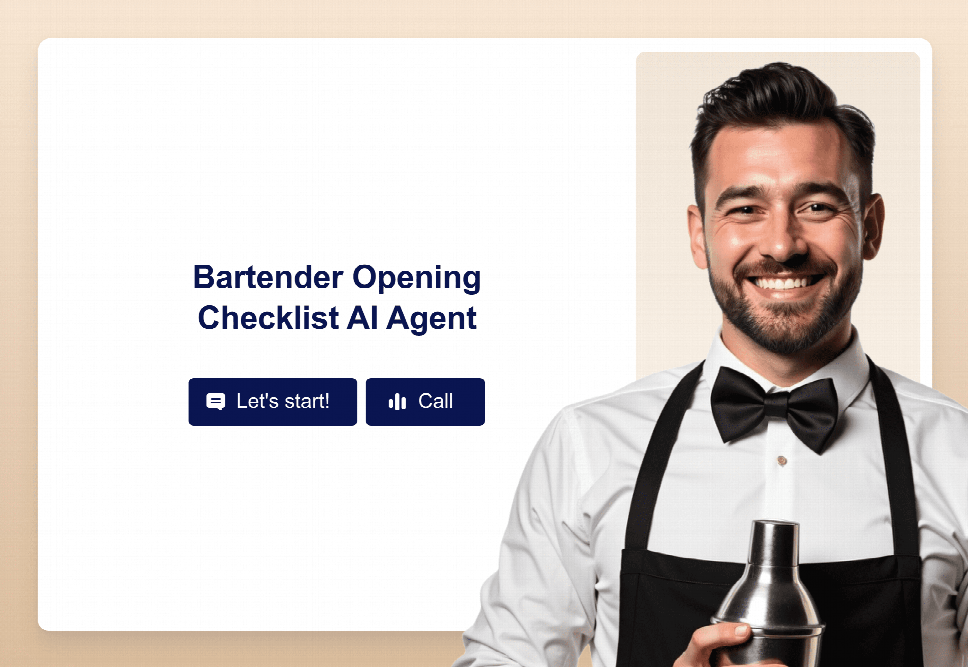 Bartender Opening Checklist AI Agent Template | Jotform