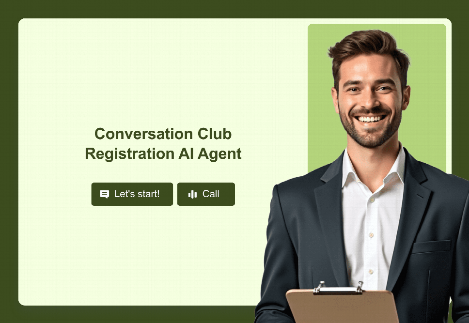 Conversation Club Registration AI Agent Template | Jotform