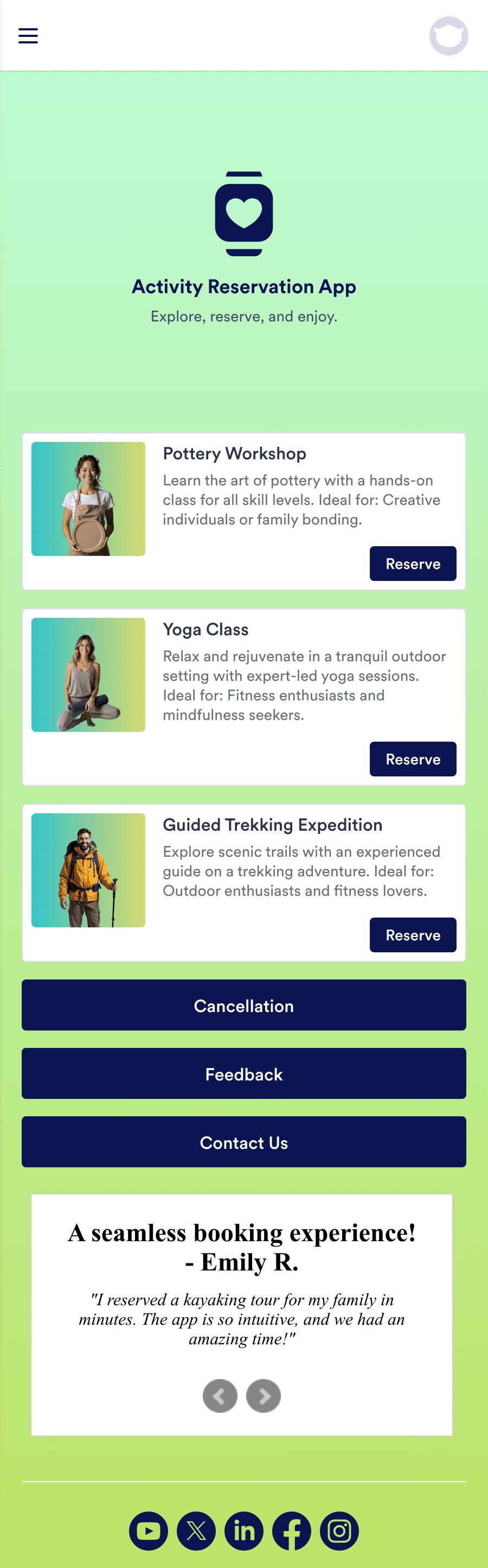 Activity Reservation App Template | Jotform