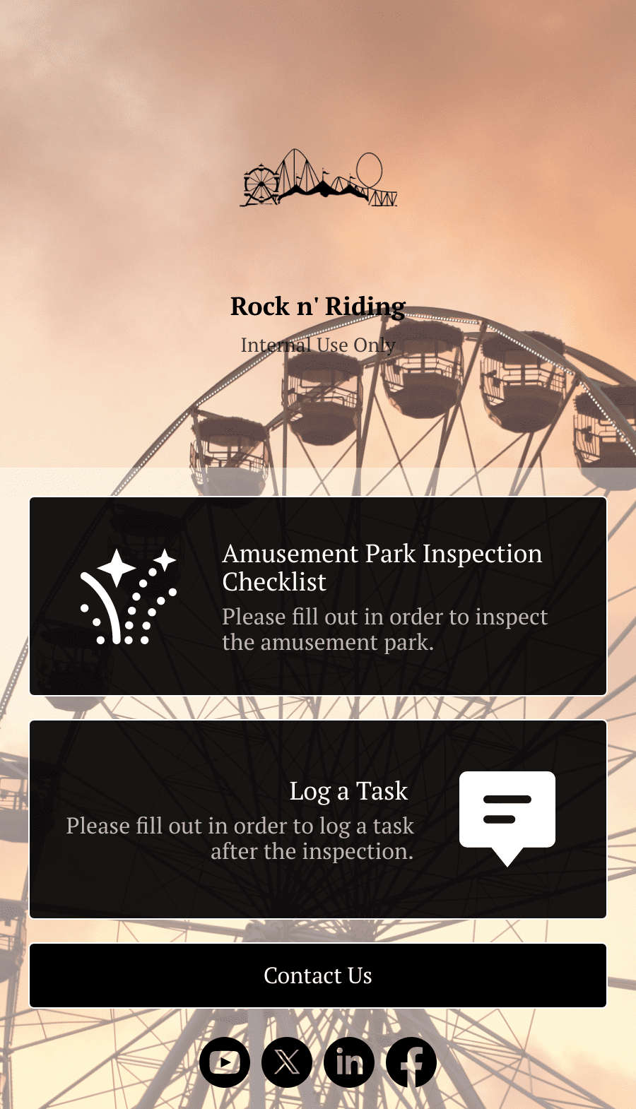 Amusement Park Inspection Checklist App Template | Jotform