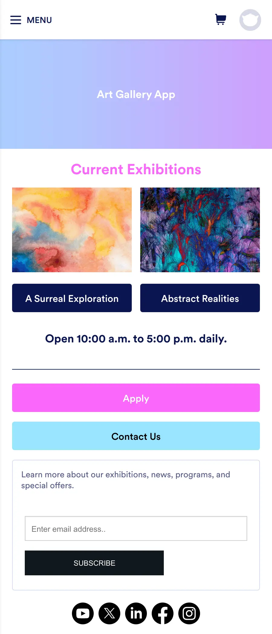 Art Gallery App Template | Jotform