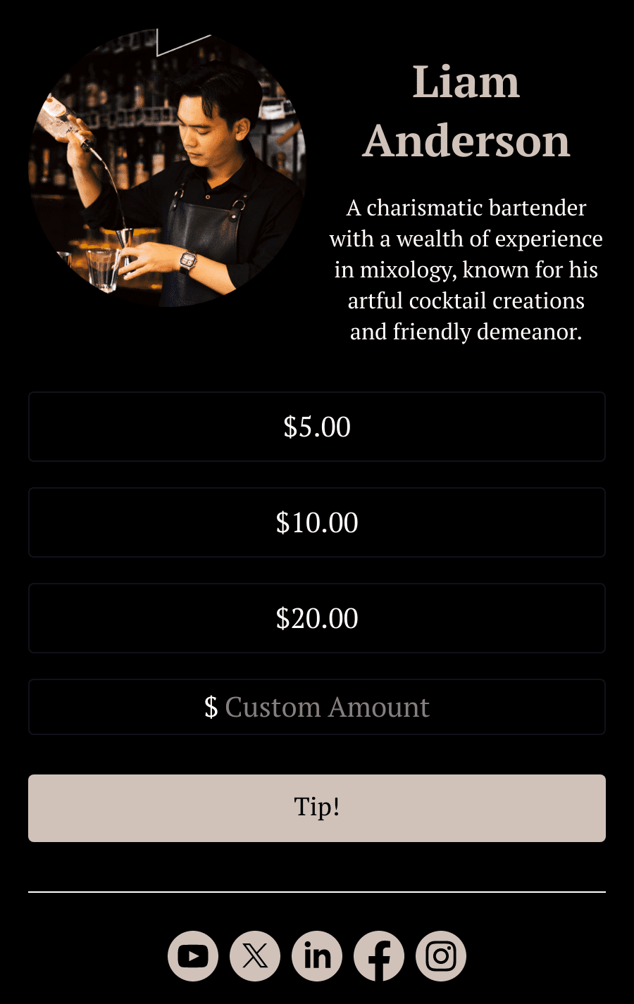 Bartender Tip App Template | Jotform