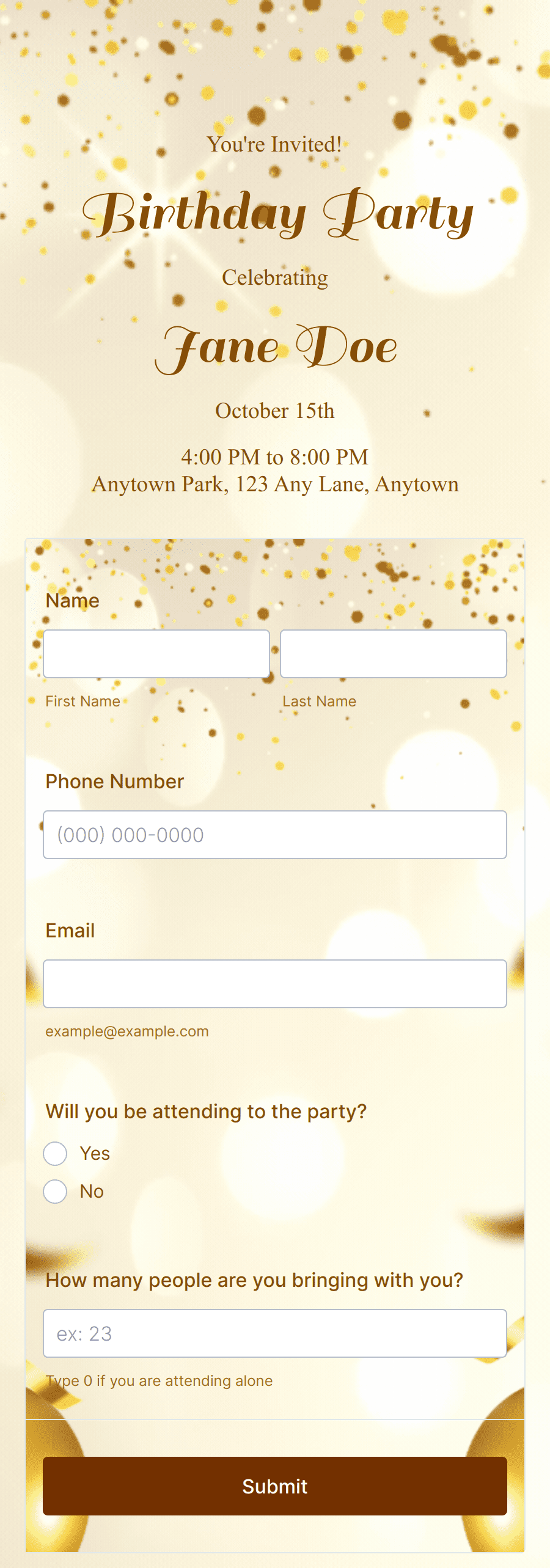 Birthday RSVP App Template | Jotform