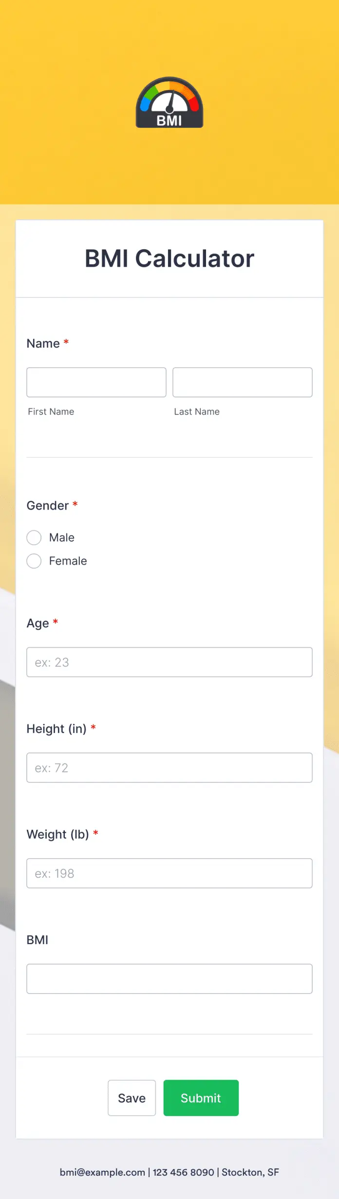 Bmi Calculator App Template | Jotform