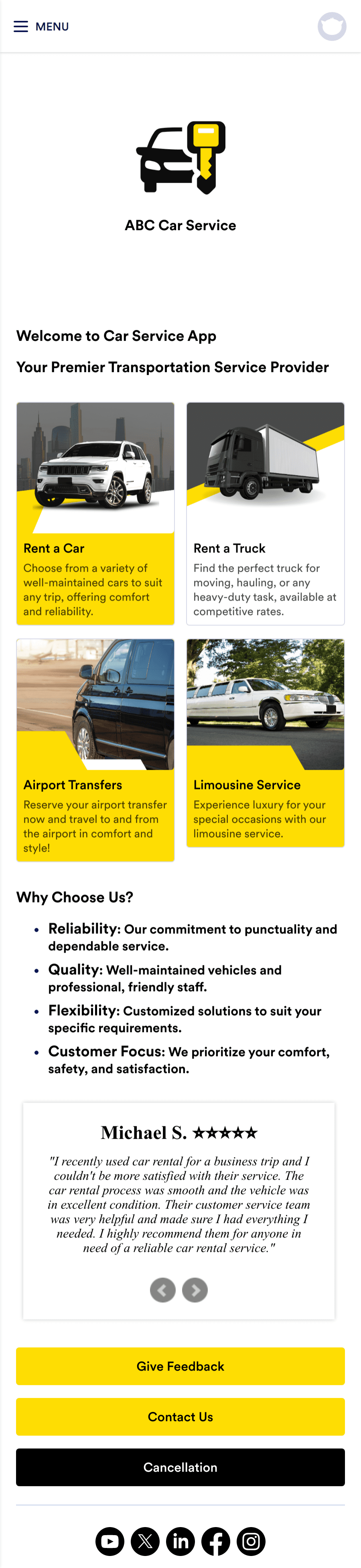 Car Service App Template | Jotform