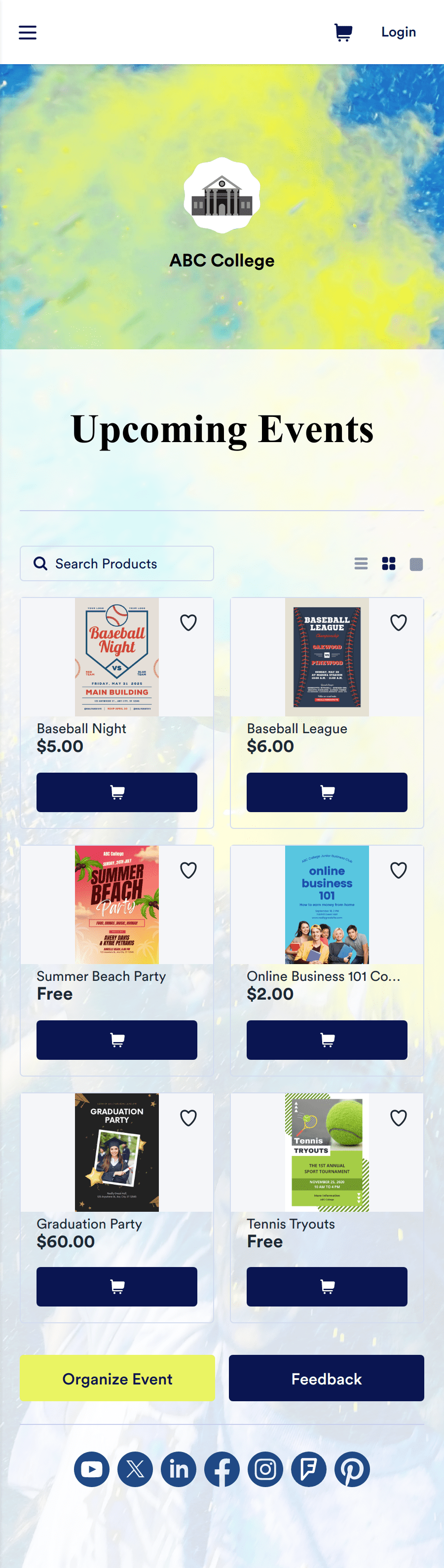 College Events App Template | Jotform
