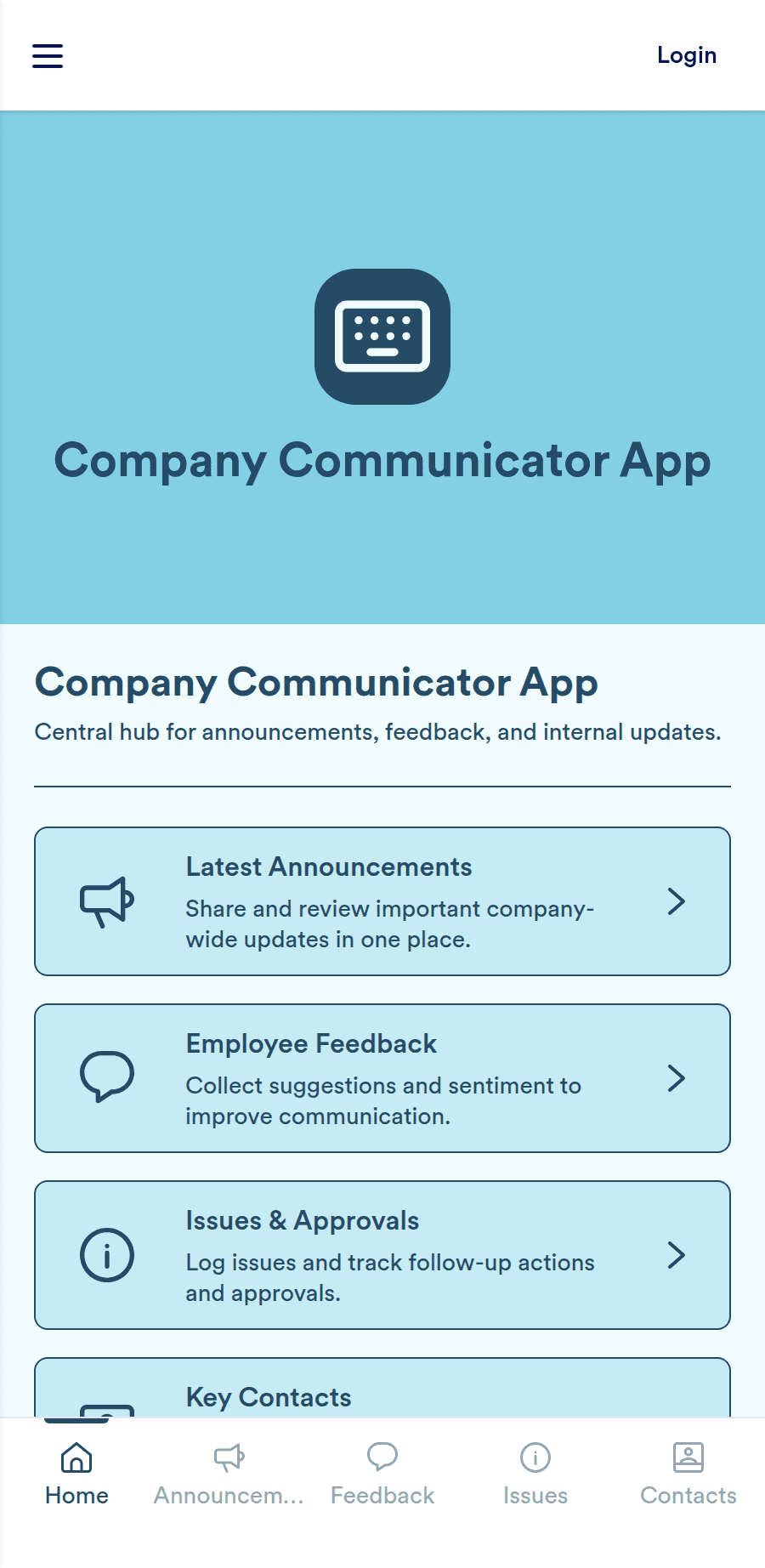 Company Communicator App Template | Jotform