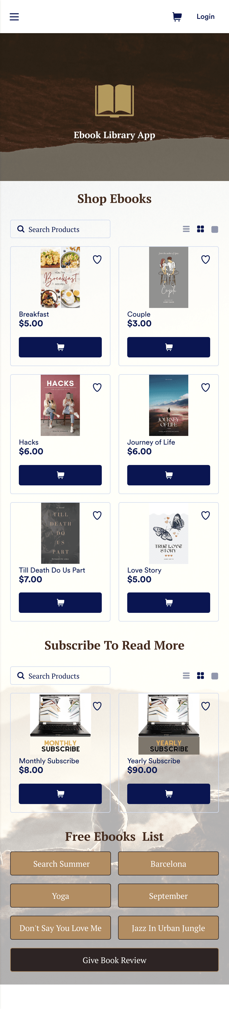 Ebook Library App Template | Jotform