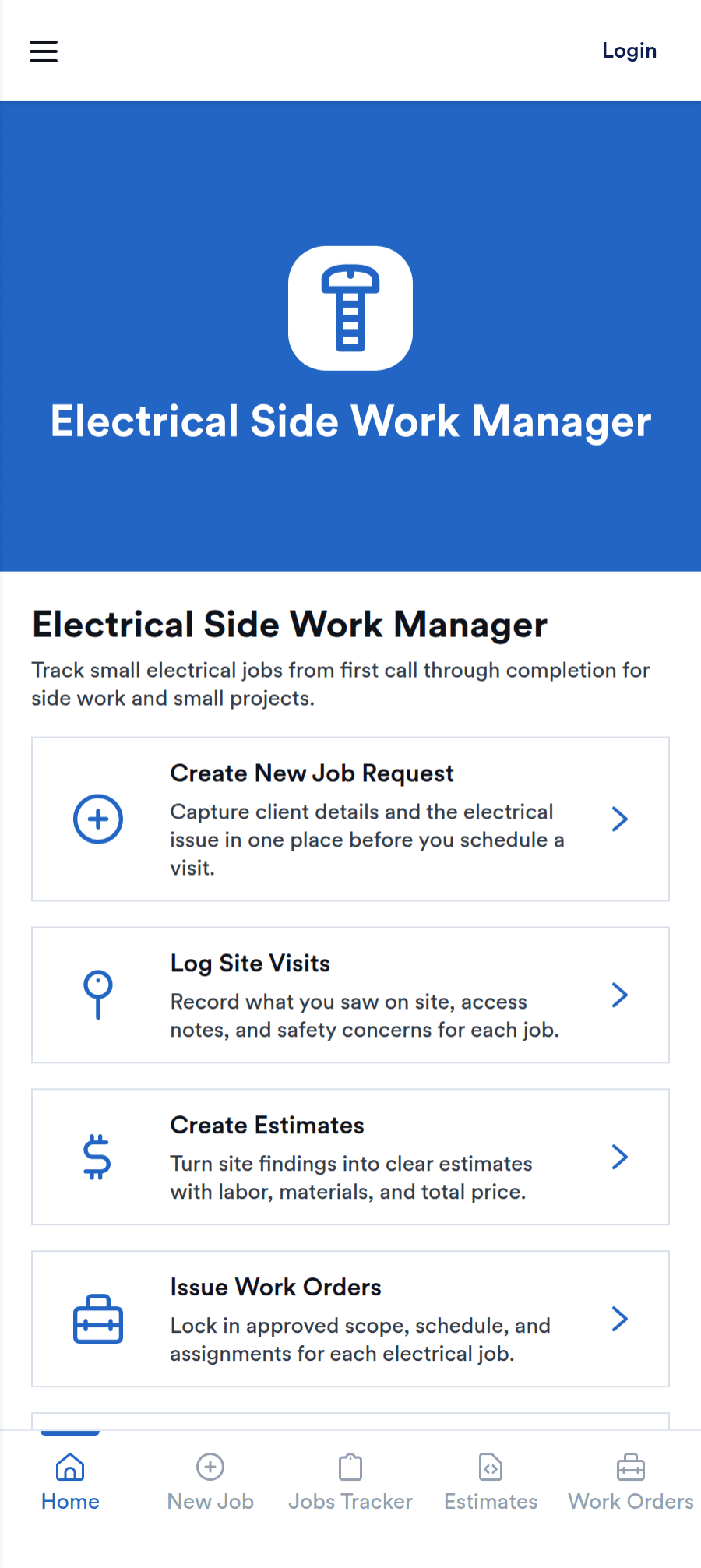 Electrical Side Work App Template | Jotform