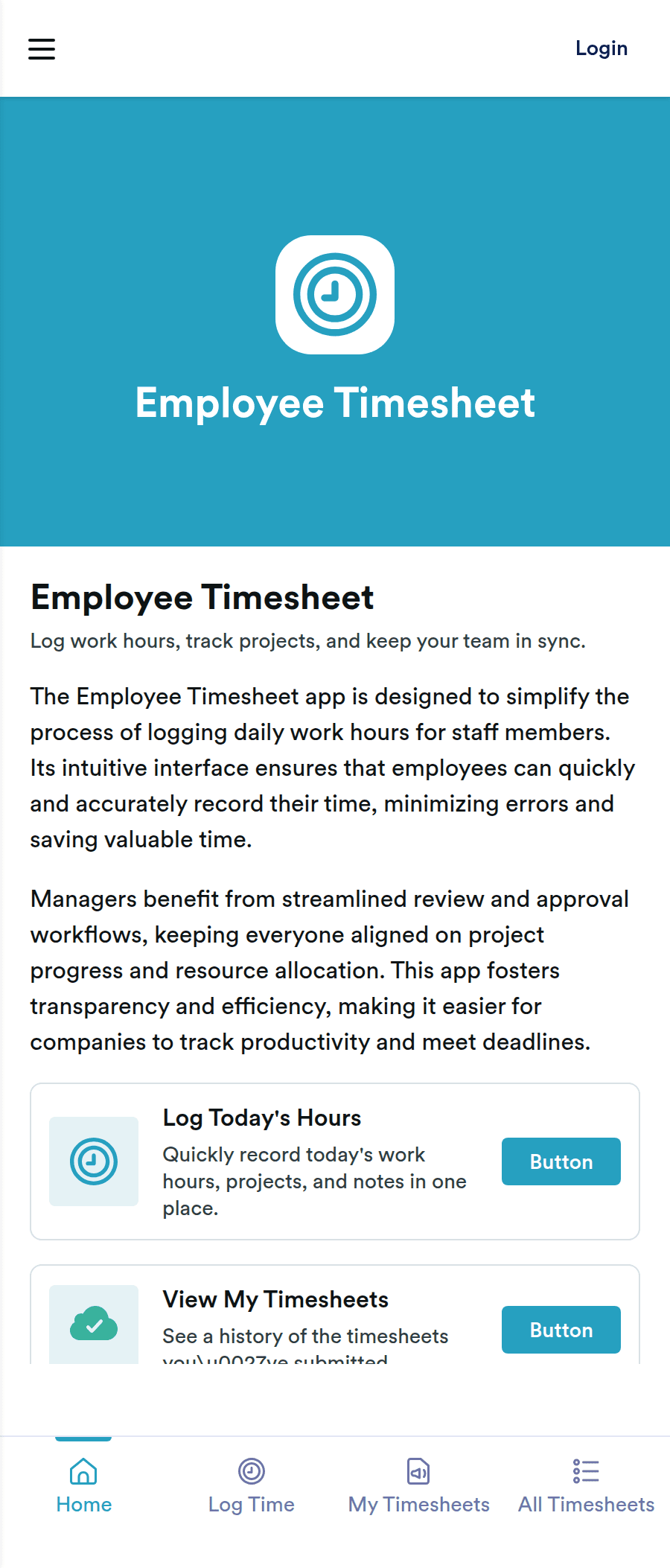Employee Timesheet App Template | Jotform