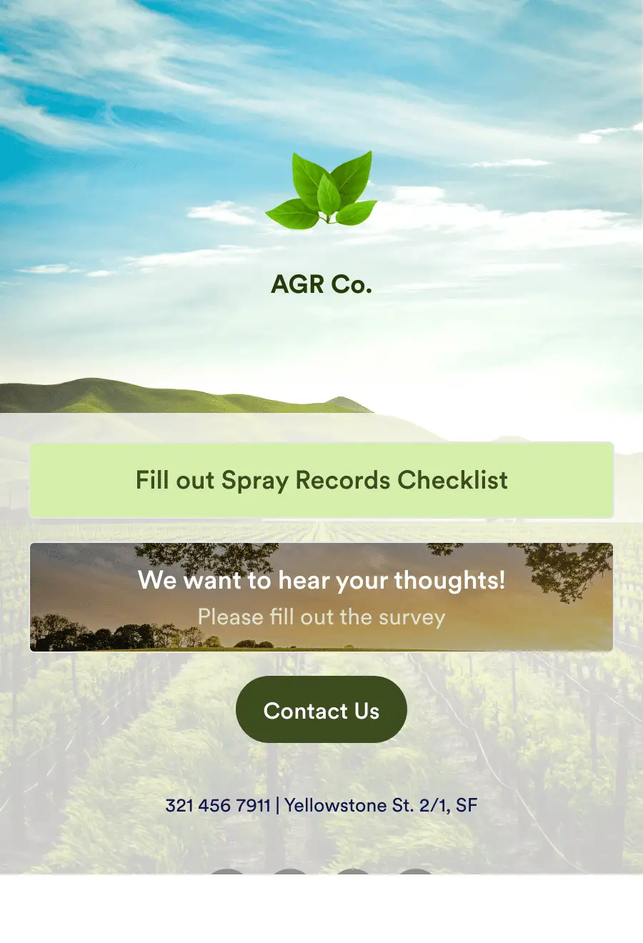 Farm Sprayer App Template | Jotform
