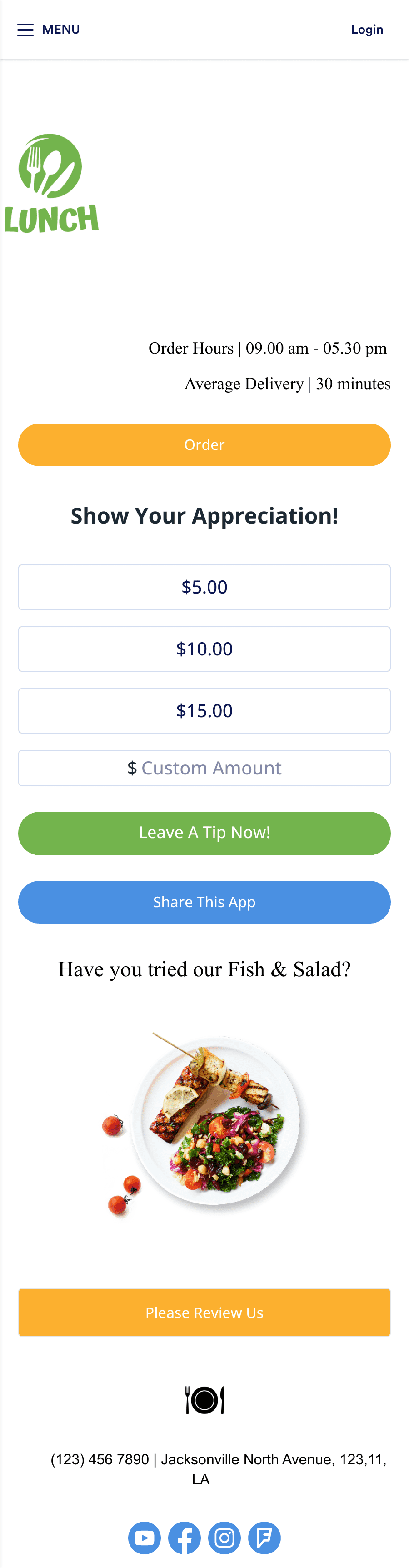 Food Delivery Tip App Template | Jotform