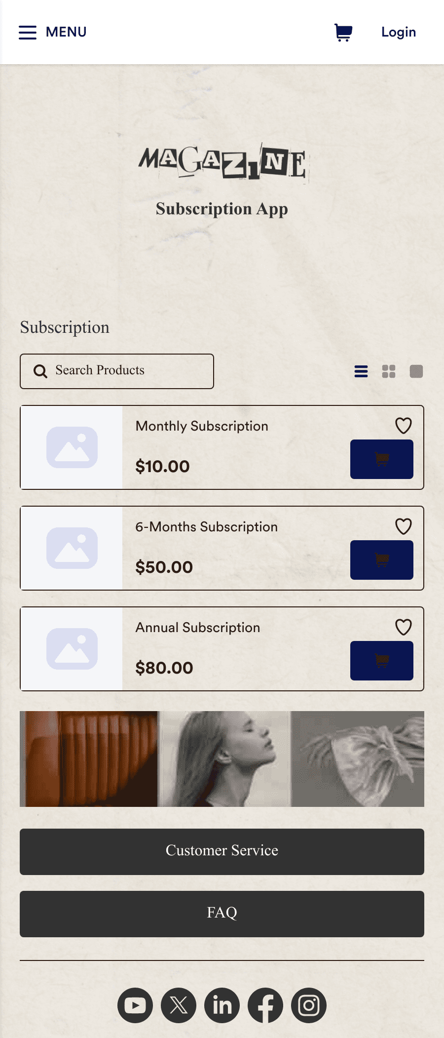 Magazine Subscription App Template | Jotform