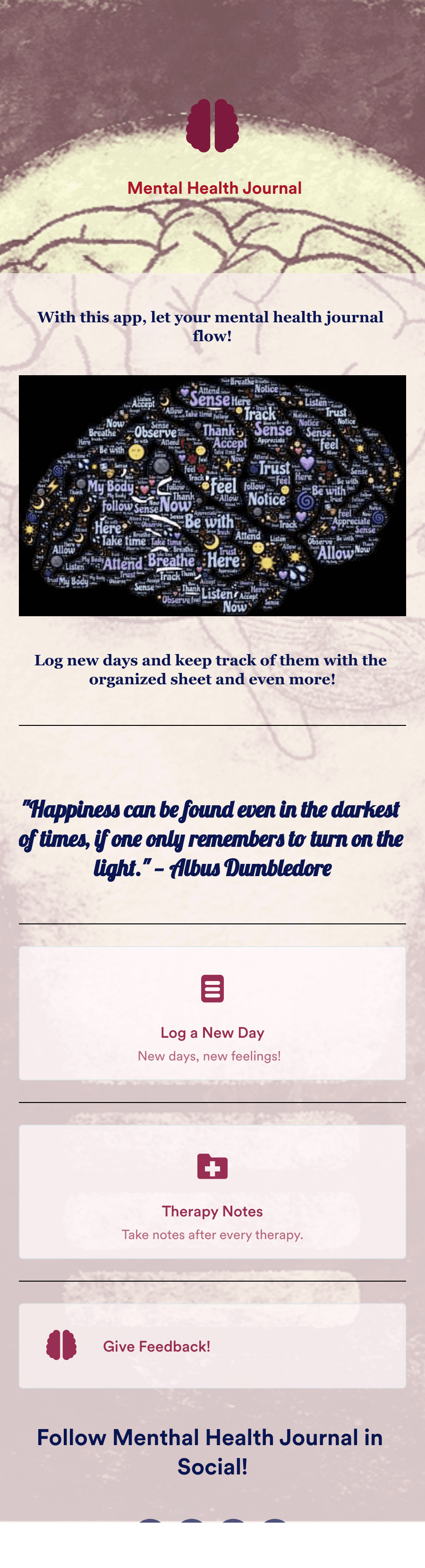 Mental Health Journal App Template | Jotform