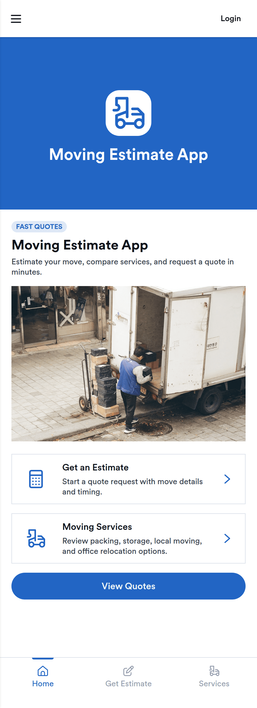 Moving Estimate App Template | Jotform