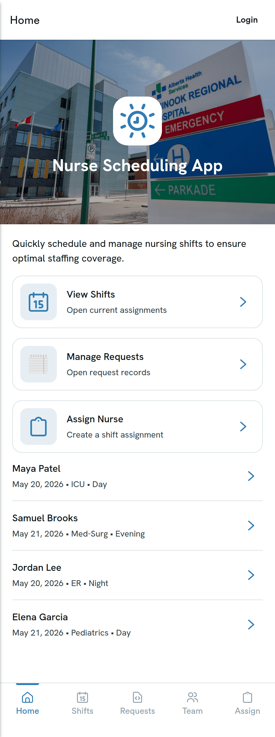 Nurse Scheduling App Template | Jotform