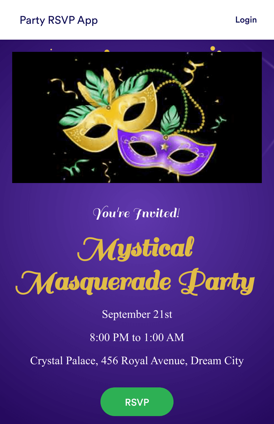 Party RSVP App Template | Jotform