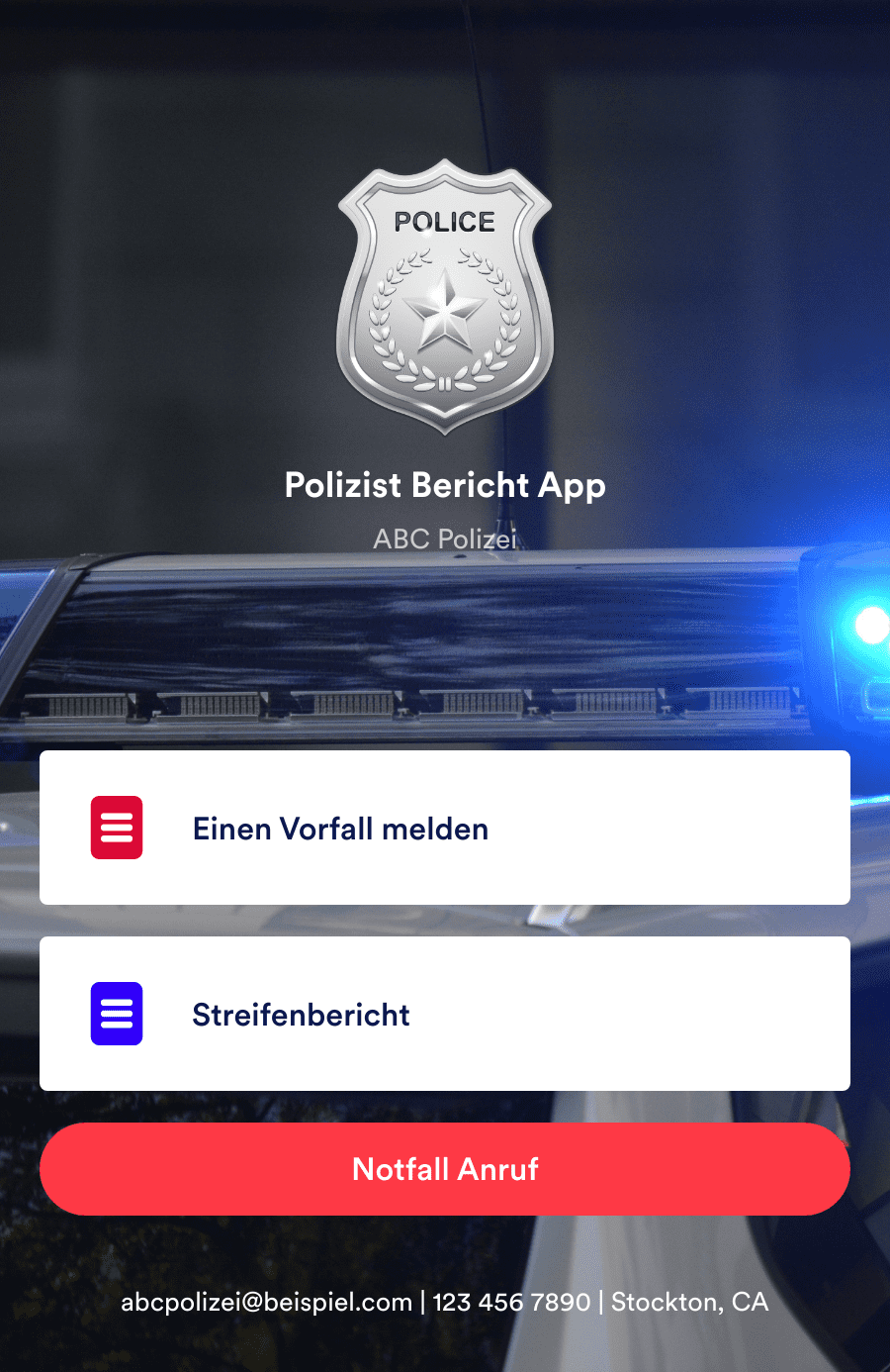 Polizeibericht App Vorlage | Jotform