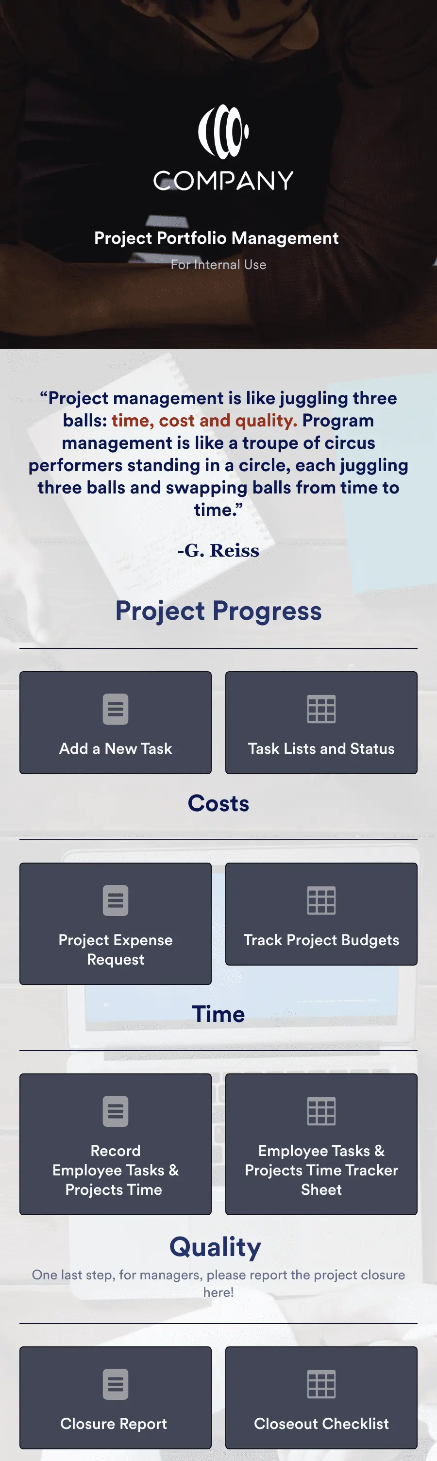 Project Portfolio Management App Template | Jotform