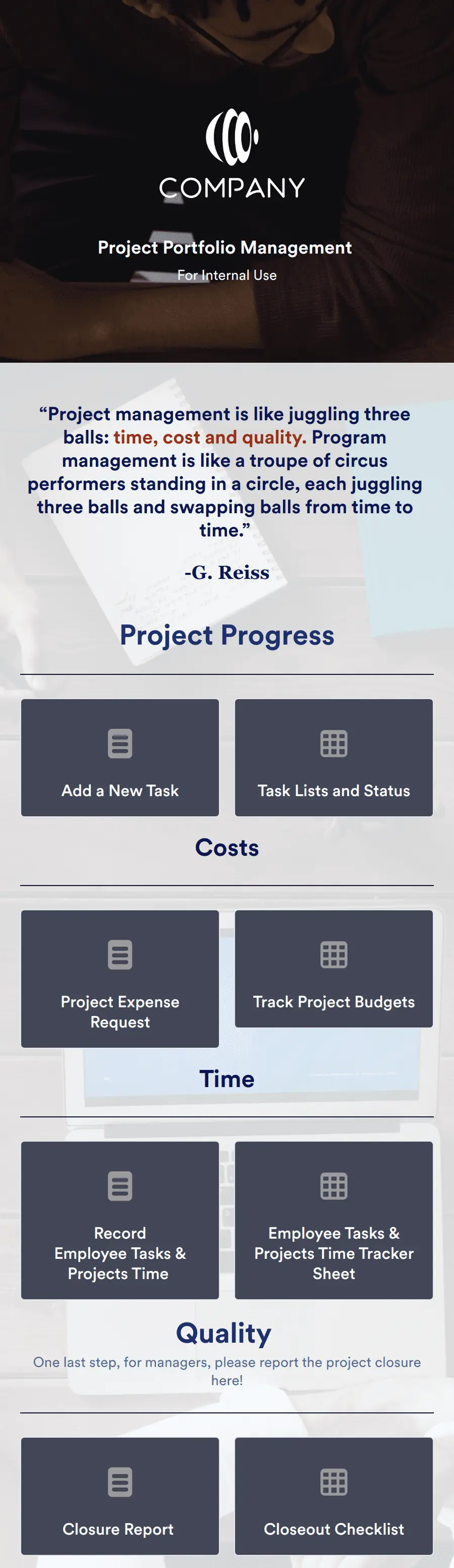 Project Portfolio Management App Template | Jotform