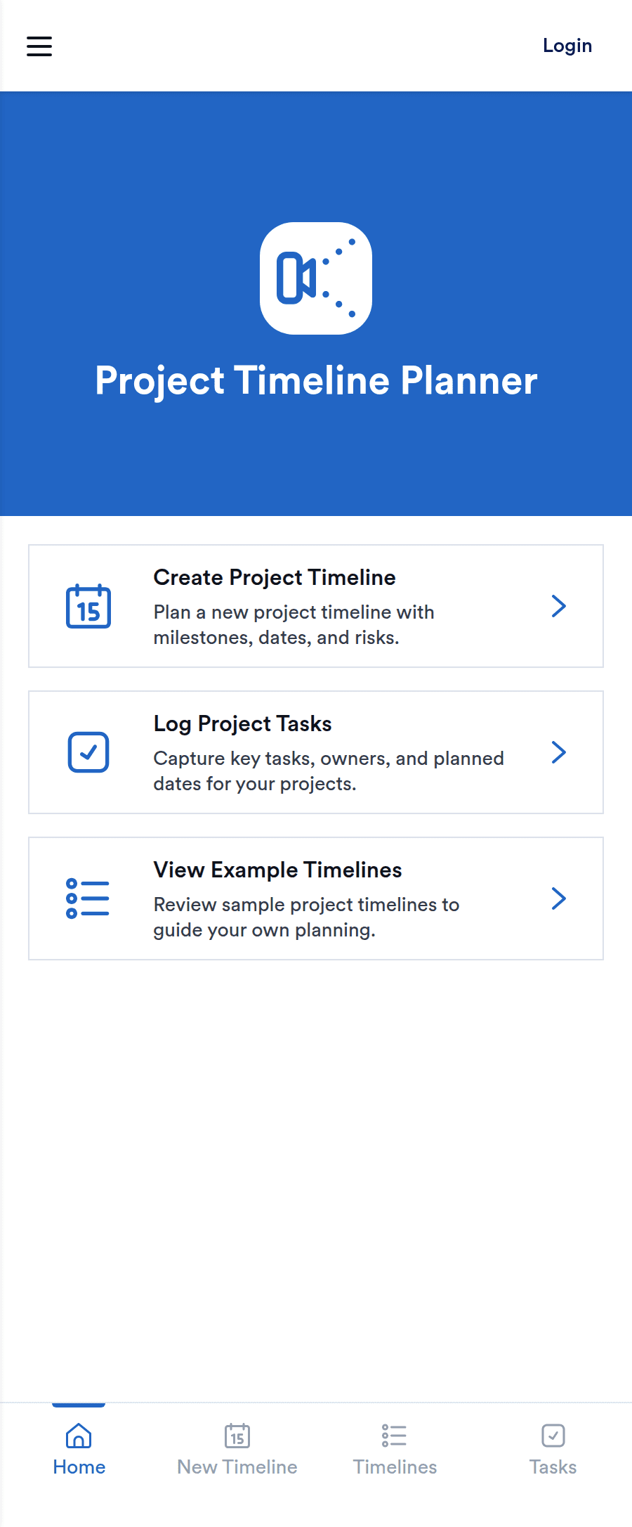 Project Timeline Planner App Template | Jotform