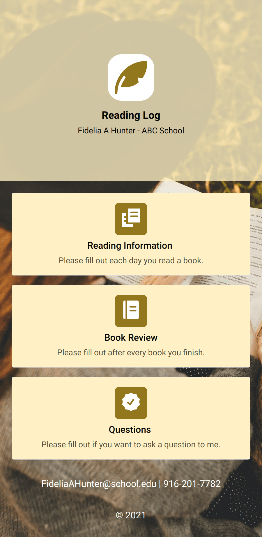 Reading Log App Builder | Jotform App Templates