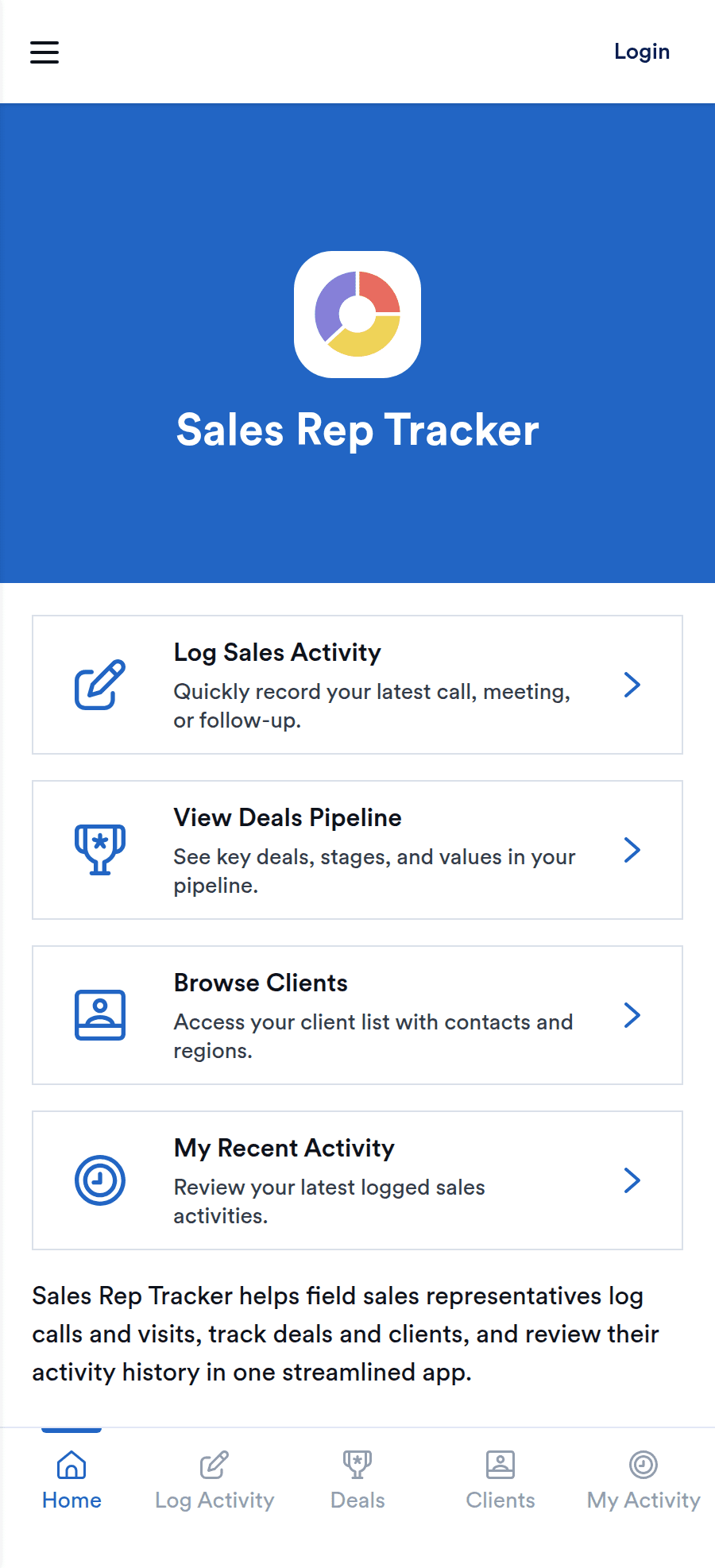 Sales Rep Tracking App Template | Jotform